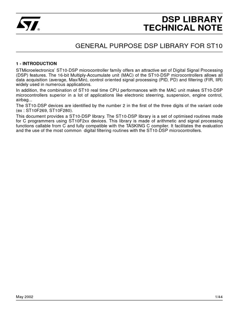 ST10 DSP General Purpose Library 2002 | Download Free PDF | Division (Mathematics) | Digital ...