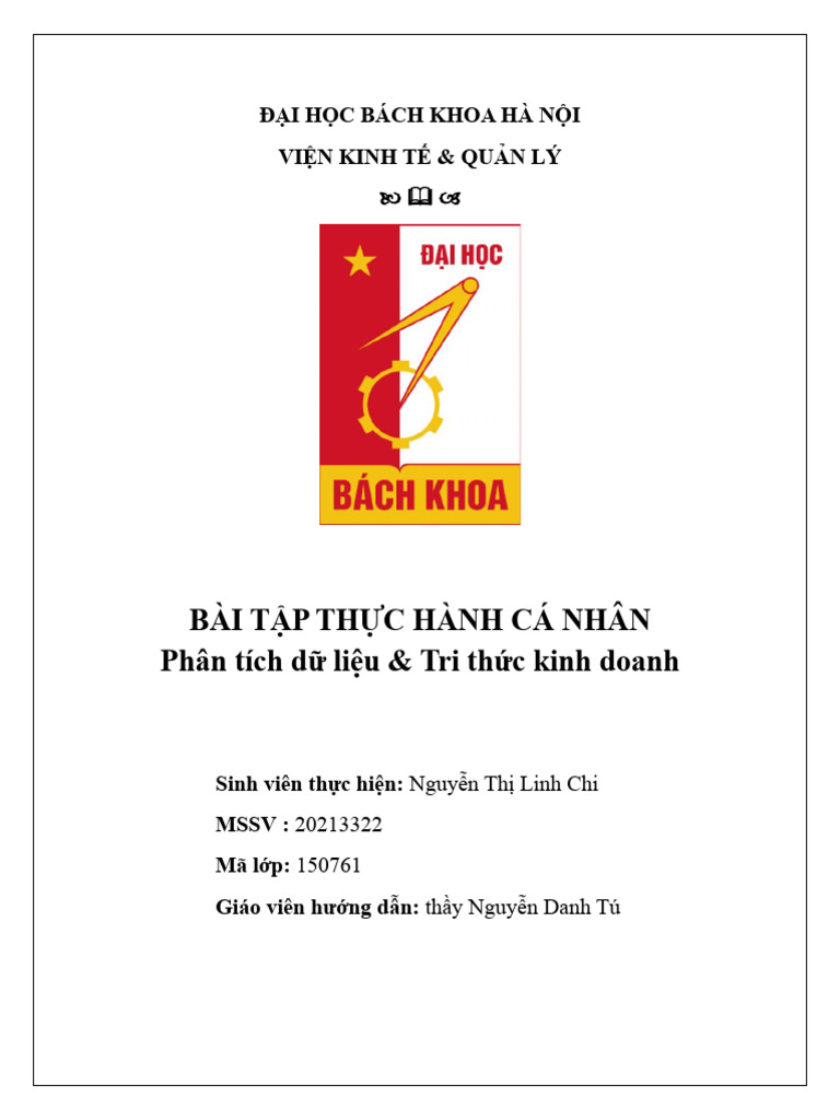 Bài tập thực hành cá nhân - PTDL&TTKD | PDF