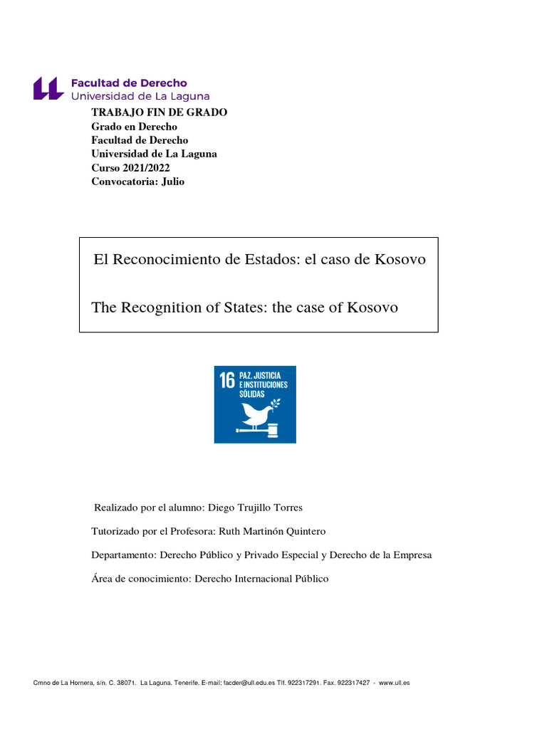 El Reconcimiento de Estados El Caso de Kosovo | PDF | Autodeterminación ...