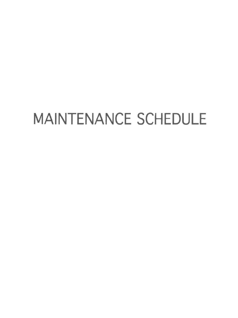 Maintenance Schedule | PDF
