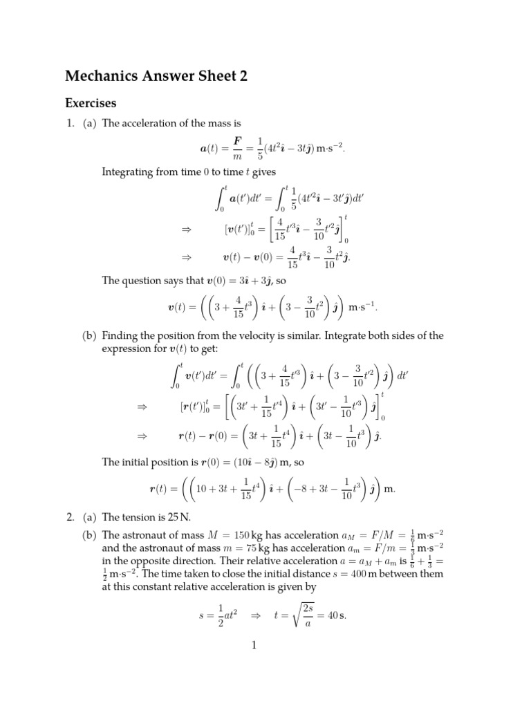 Solutions 2 | PDF | Force | Acceleration