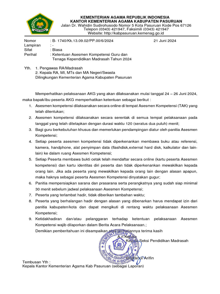 Surat Ketentuan AKG 2024 | PDF