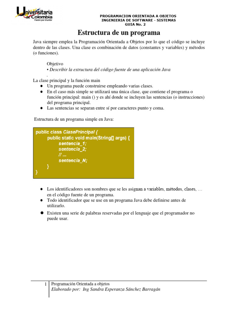 Guia 2 POO | PDF | Lenguaje de programación | Programación