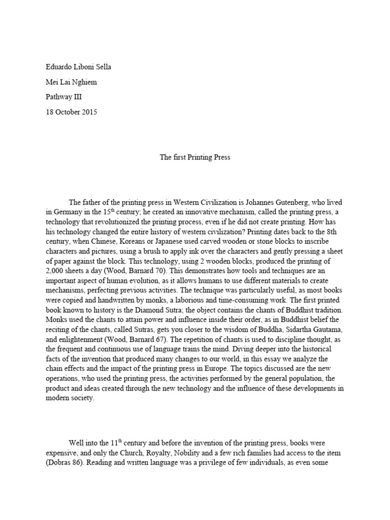 The First Printing Press | PDF | Printing | Printing Press