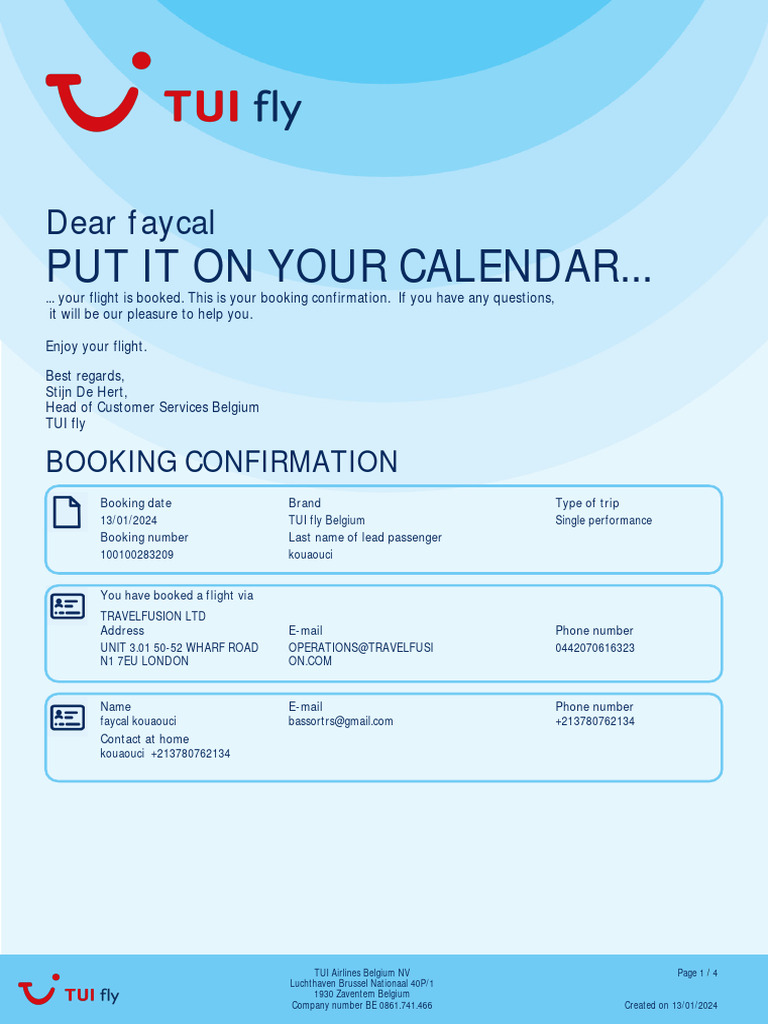 Confirmation 100100283209 | PDF | Airlines | Civil Aviation