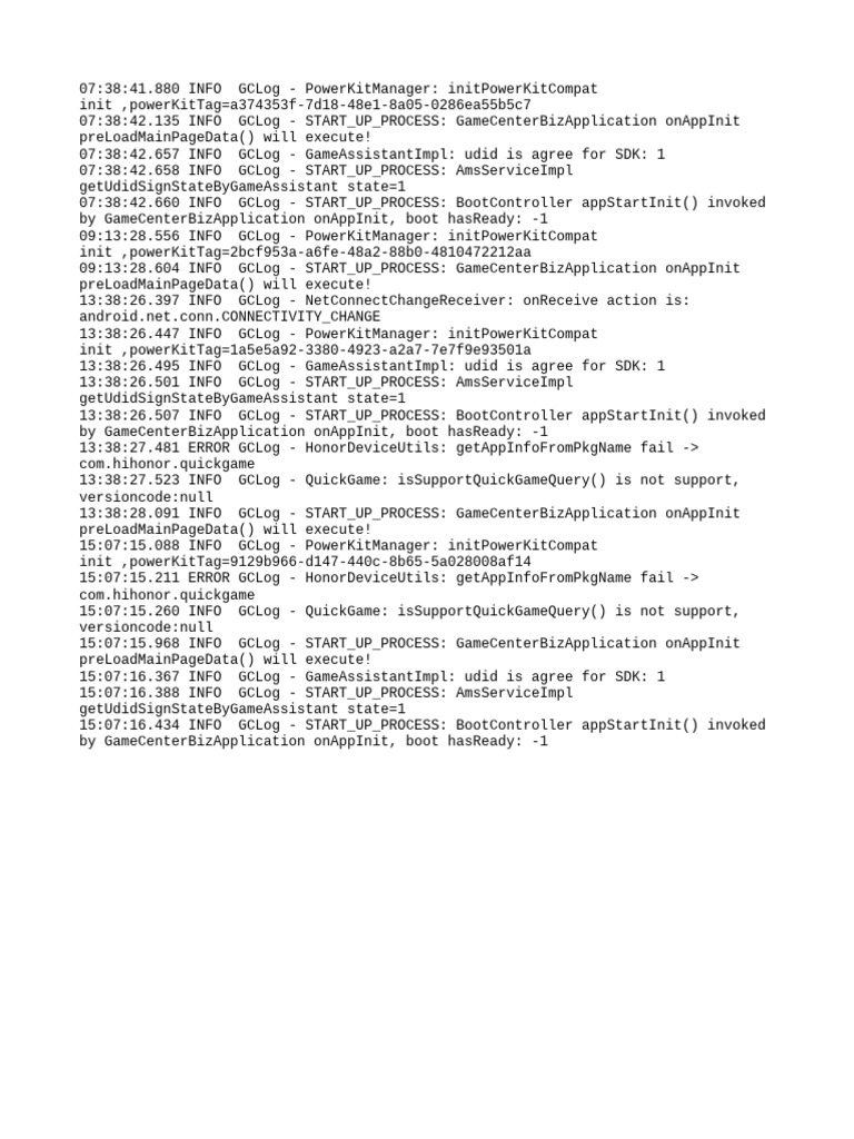 GameCenter Startup Logs | PDF