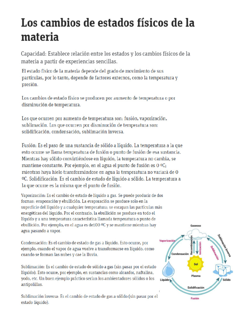 Cambios Fisicos de La Materia | PDF