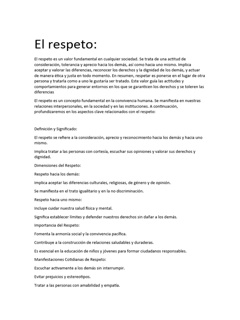 El Respeto | PDF | Tolerancia | Discriminación