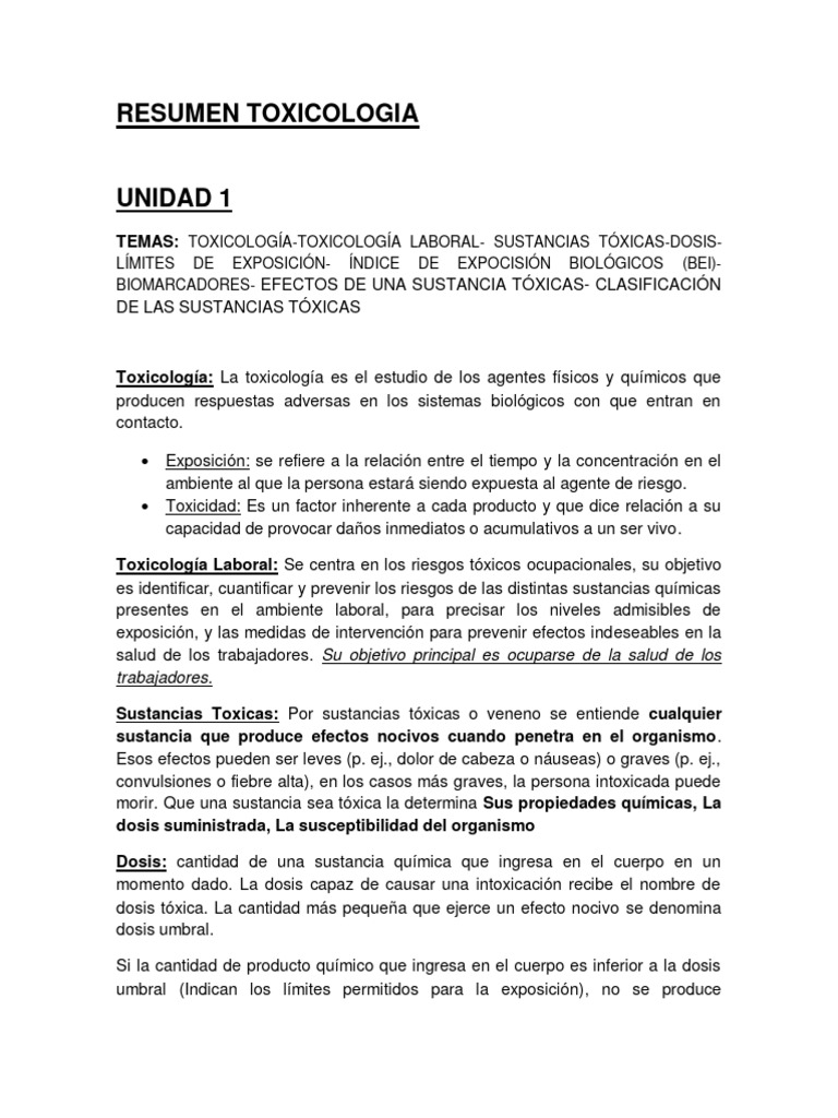 TOXICOLOGIA TODAS LAS UNIDADES | Descargar gratis PDF | Biotransformación | Toxicidad