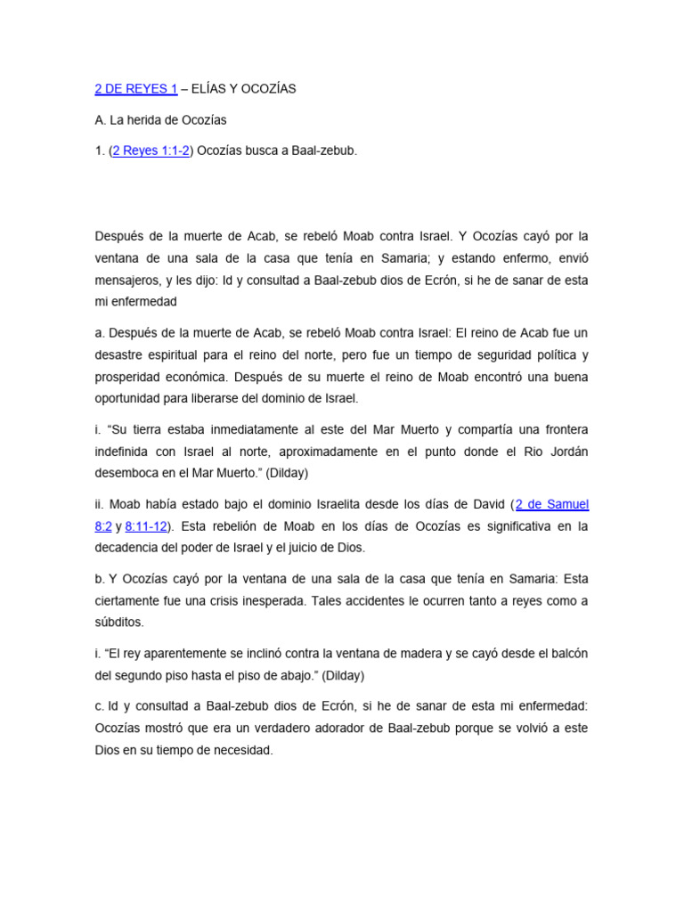 2 DE REYES 1 | Descargar gratis PDF | Elijah | Contenido bíblico