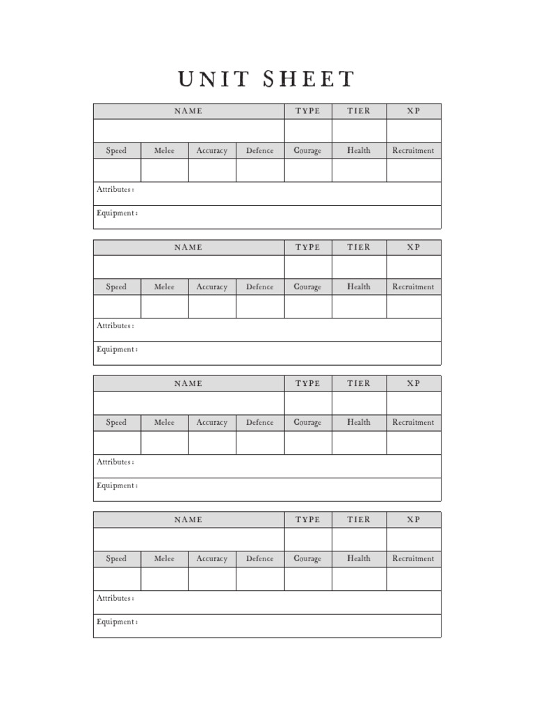 Silver Bayonet Unit Reference Sheet | PDF