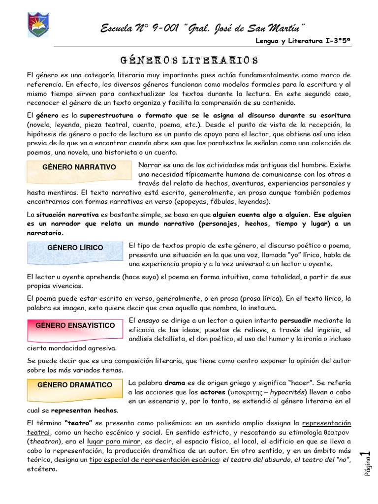 7-Géneros Literarios | PDF | Narración | Poesía