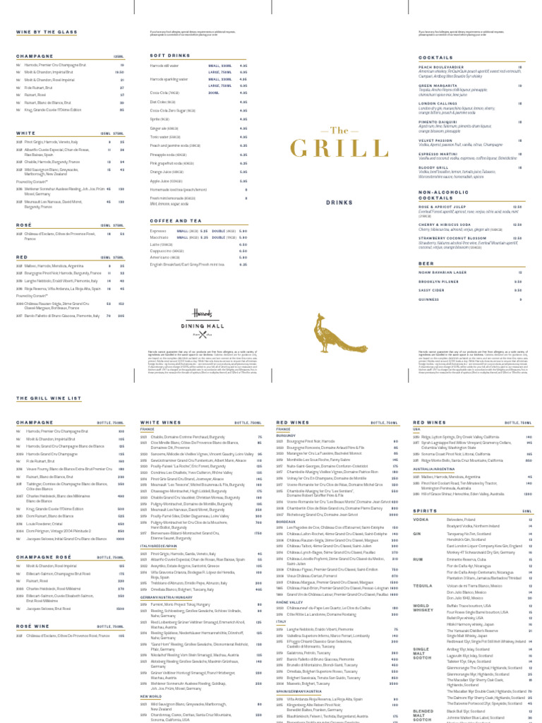 The Grill - Drinks Menu - Harrods Restaurants - April 23 | Download ...