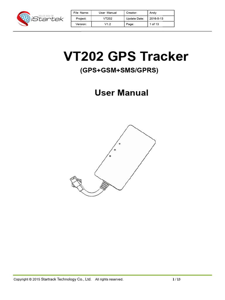 VT202 User Manual V1.2 | Download Free PDF | General Packet Radio Service | Global Positioning ...