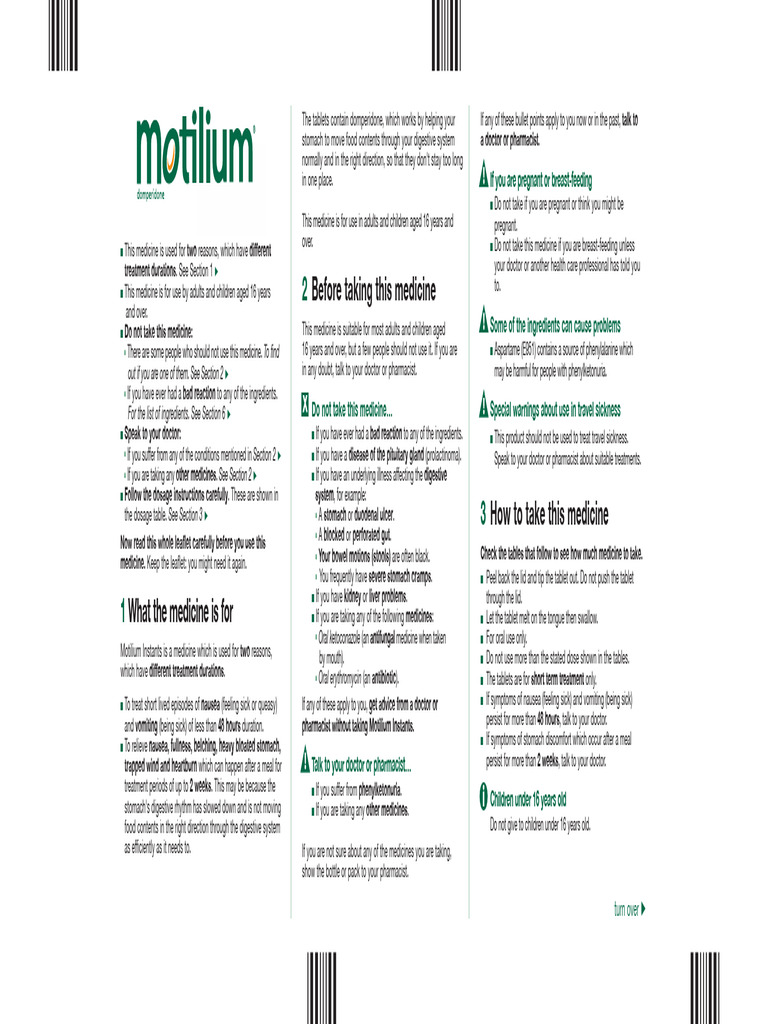 Motilium Instants | PDF | Dose (Biochemistry) | Chemistry