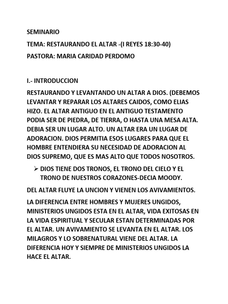 Restaurando el Altar Familiar | PDF | La unción | Elijah
