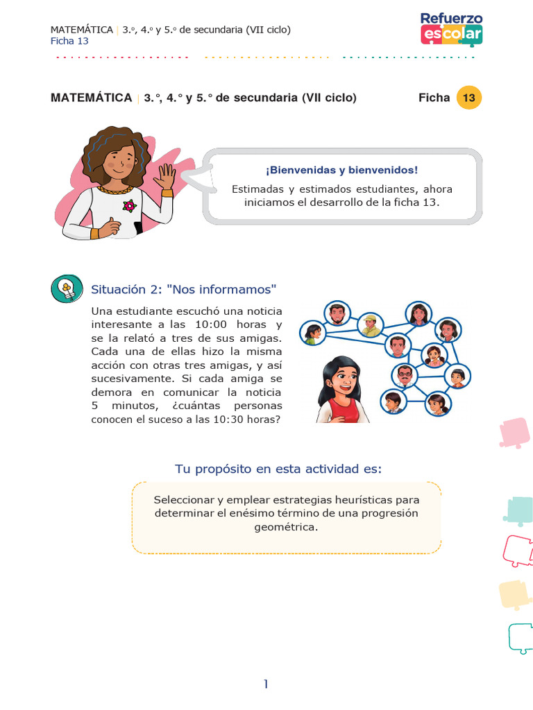 5°ficha 13 Progresiones Geometricas 2024 | PDF | Cognición | Ciencia cognitiva