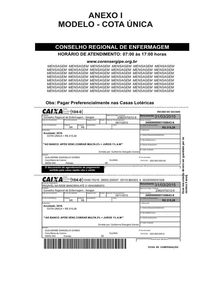 Impressão de Boletos - [MODELO] A4 - Cota Unica - Impressão-de-Boletos-MODELO | Download grátis ...