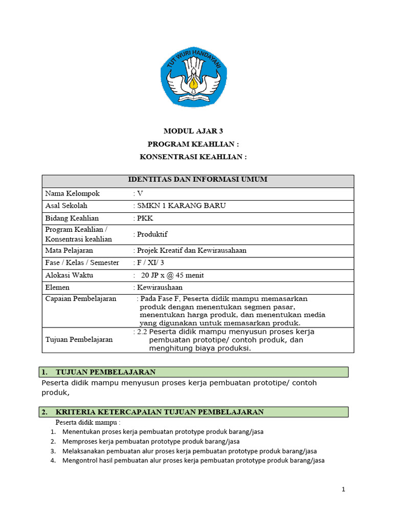 Modul Ajar Rancangan Prototype | PDF