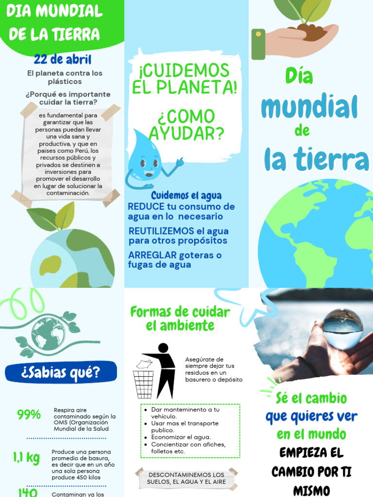 Triptico informativo del día mundial del agua divertido azul y verde ... Triptico informativo del día mundial del agua divertido azul y verde ...