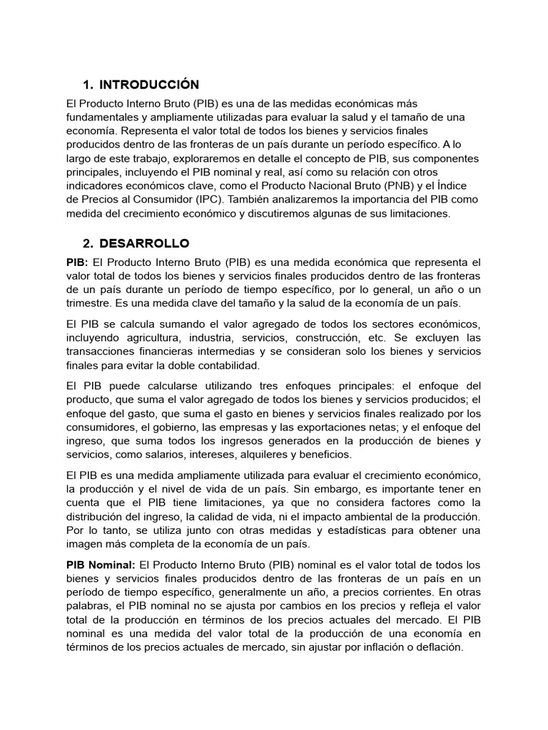 Definicion Del PIB y Sus Componentes | PDF | Costo de la vida ...