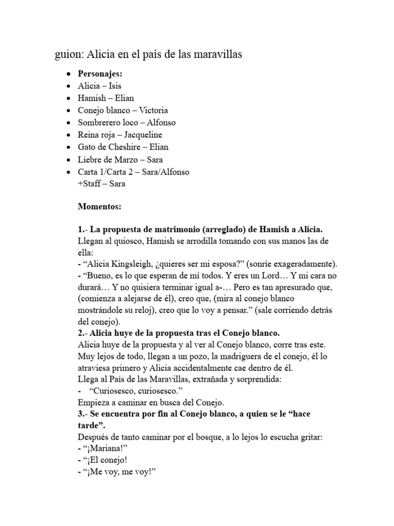 Alicia en El País de Las Maravillas | PDF | Las aventuras de Alicia en ...