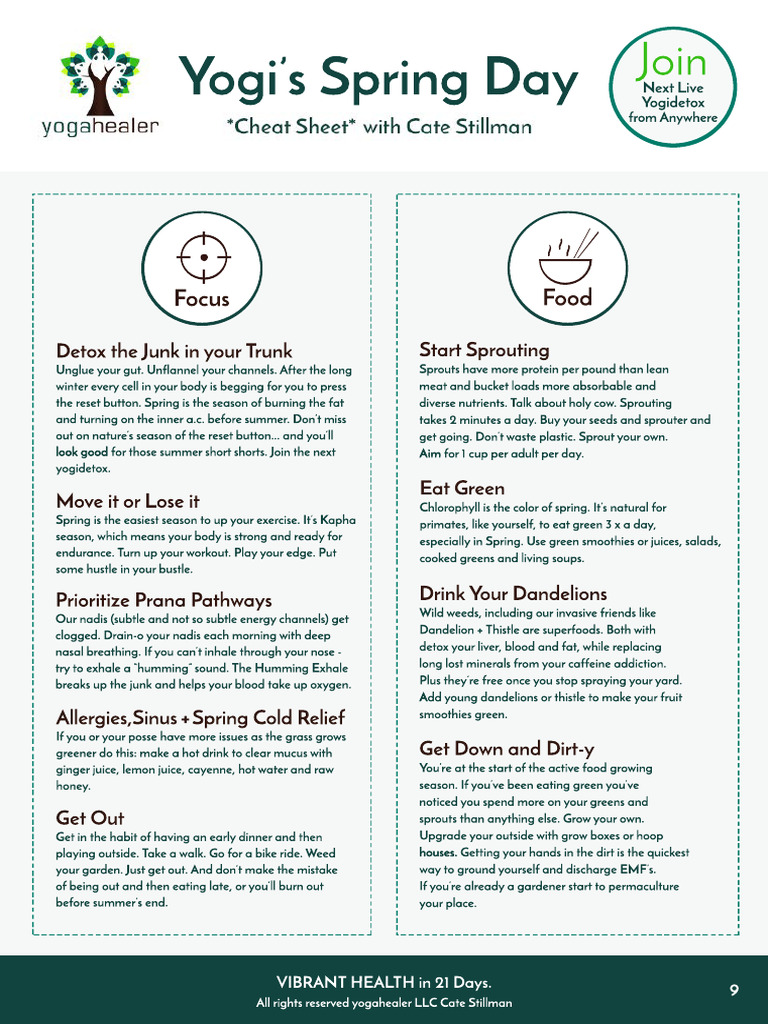 Ayurveda For Spring Cheat Sheet | PDF