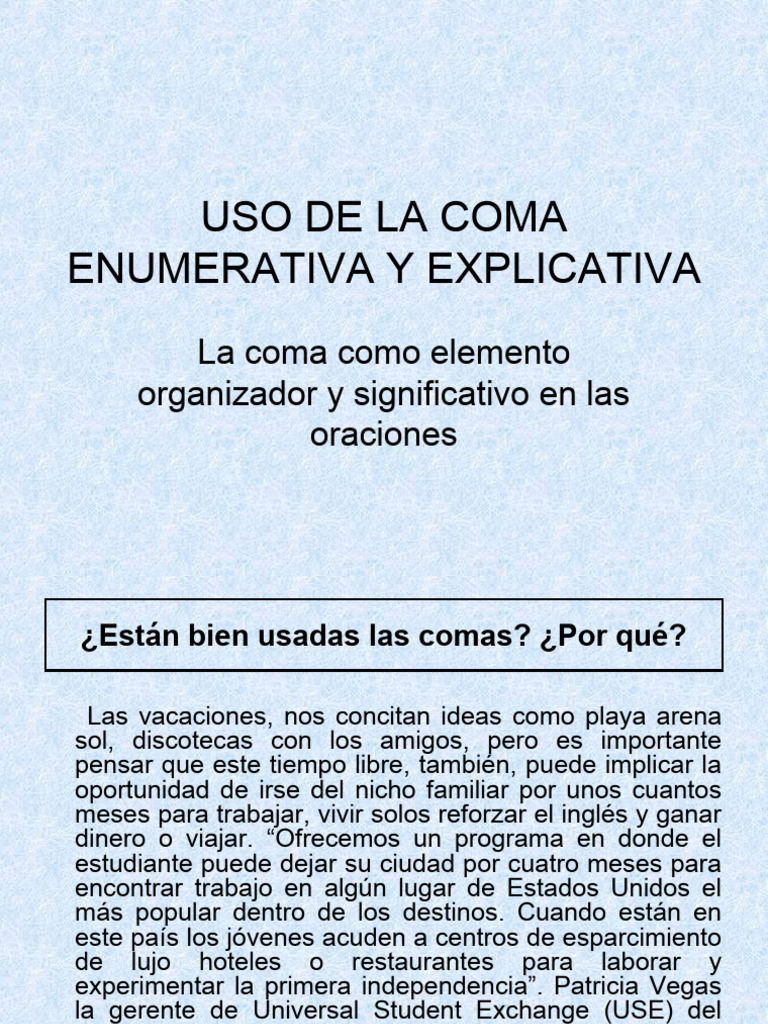 4b USO DE LA COMA ENUMERATIVA Y EXPLICATIVA 2011-2 1 | PDF | Lingüística