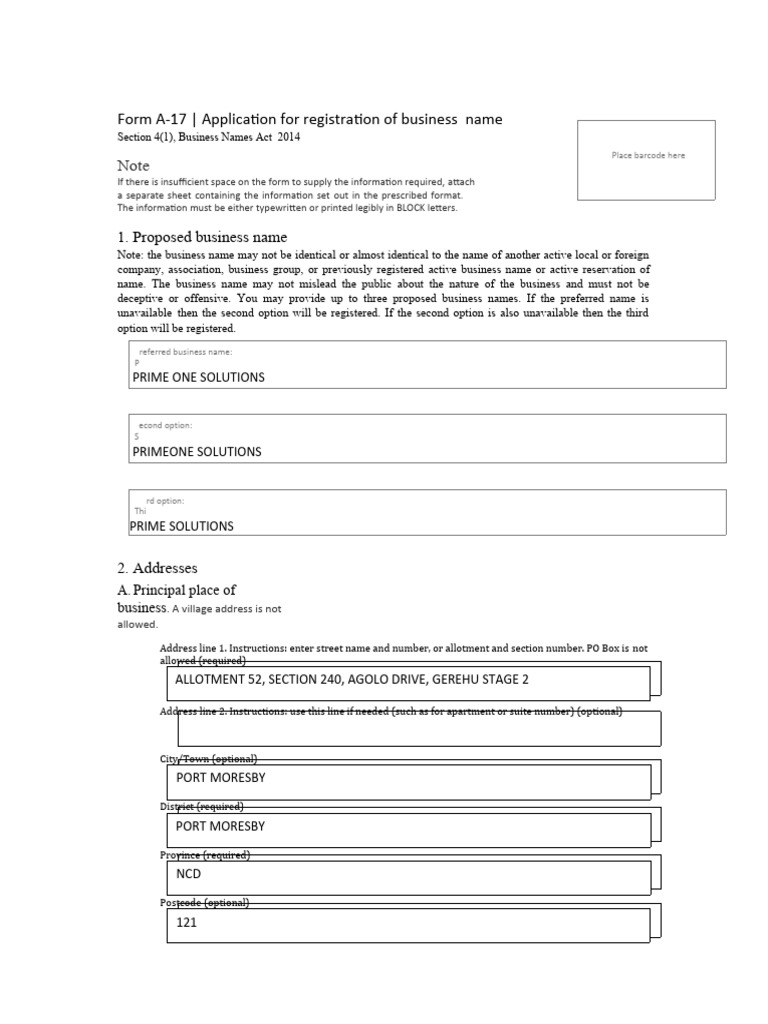 Form A 17 | PDF | Mail | Papua New Guinea