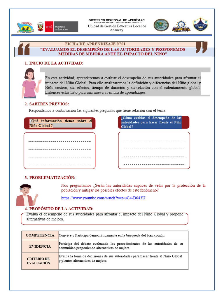 FICHA DE APRENDIZAJE N°01 - 5TO GRADO Corregido | PDF | Clima | Cambio climático