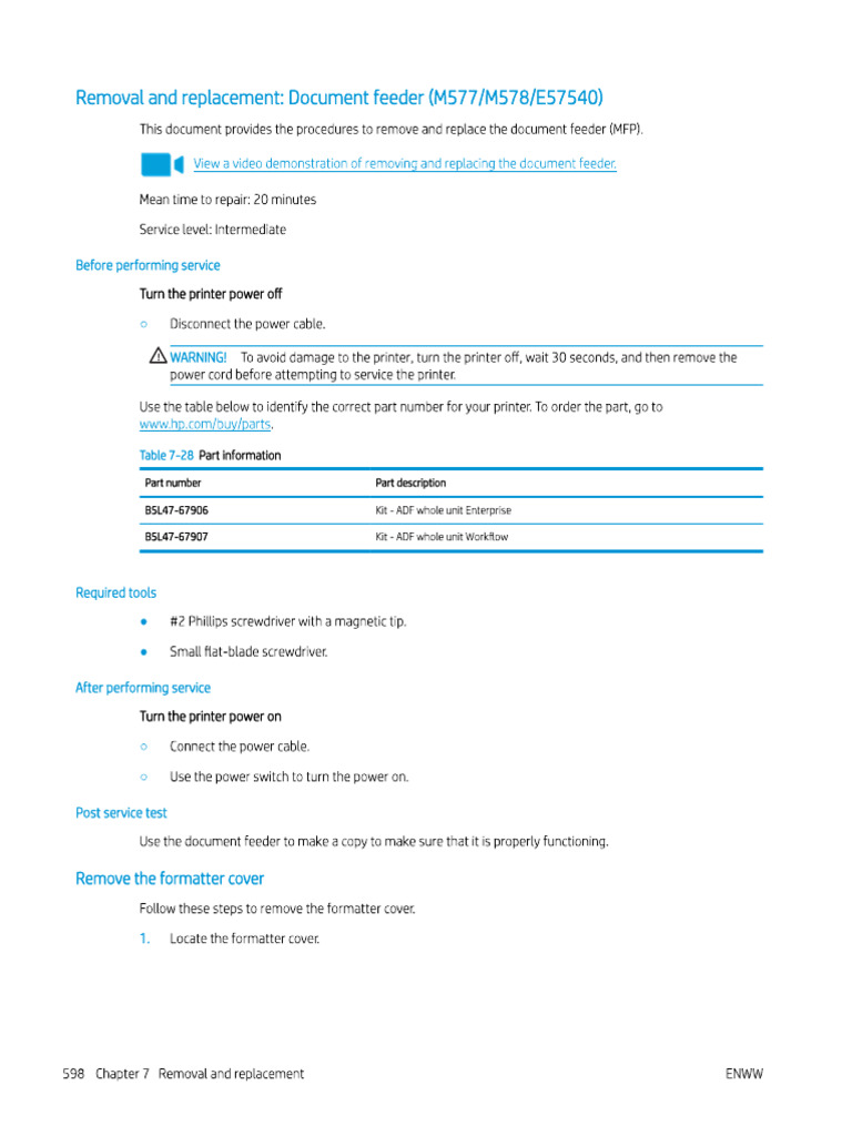 HP E57540 - ADF Lid Assembly Replacement | PDF