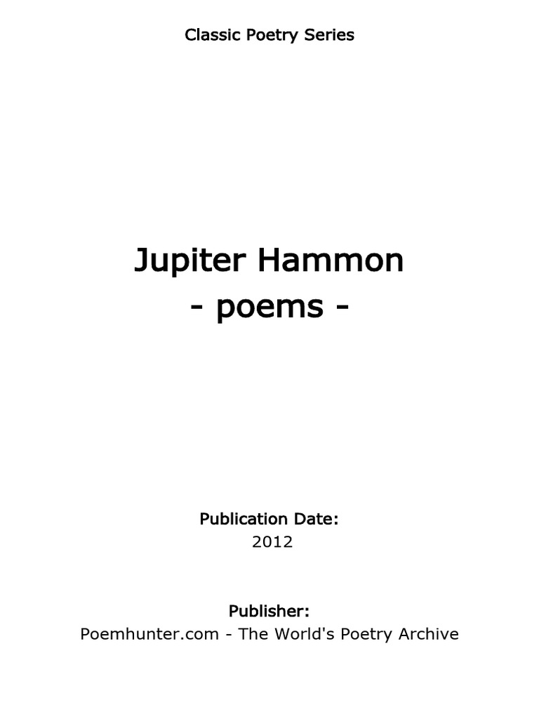 Jupiter Hammon: Pioneer of Black Poetry | PDF | Theology | Religious ...