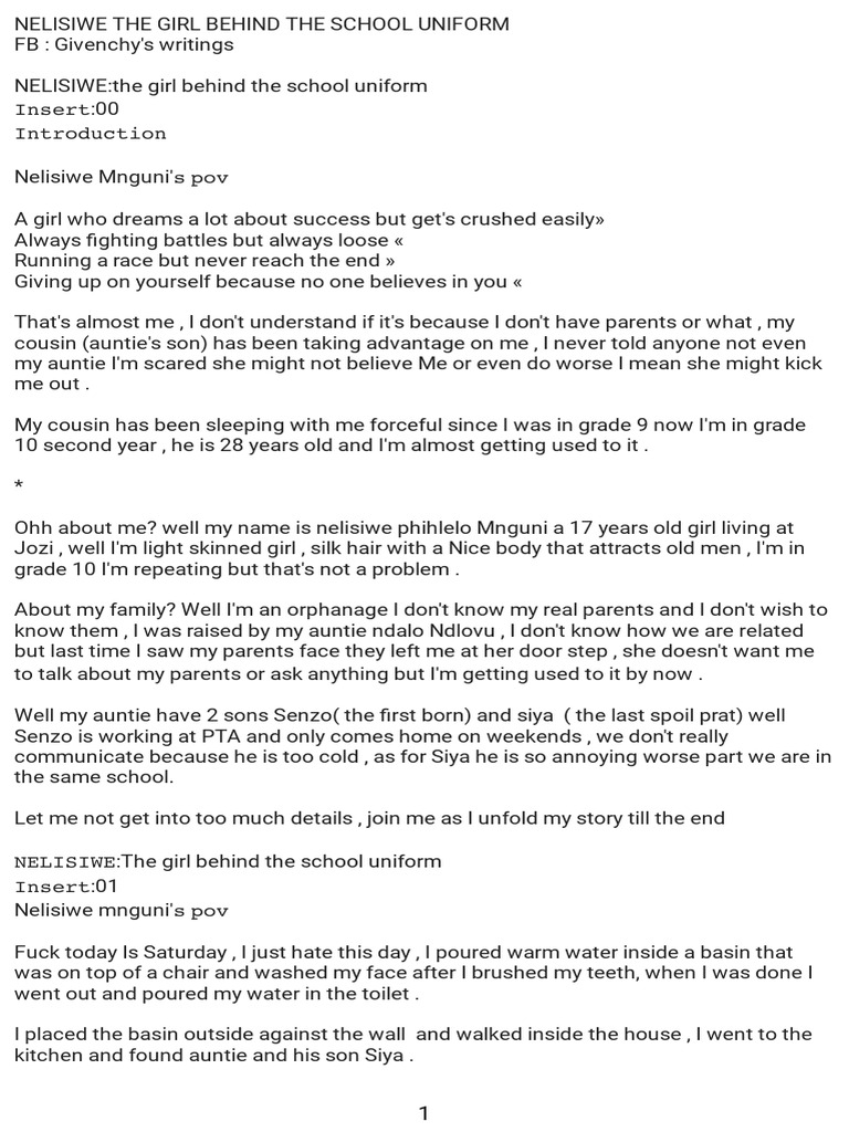 Nelisiwe the Girl Behind the School Uniform | PDF