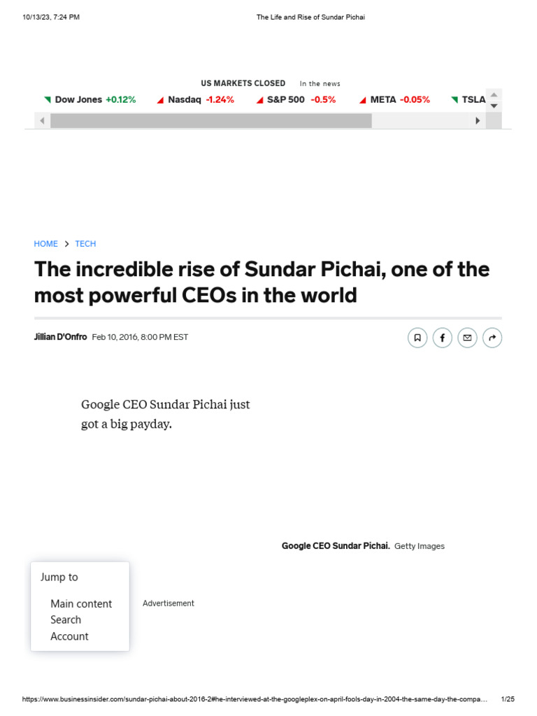 The Life and Rise of Sundar Pichai | PDF | Alphabet Inc.