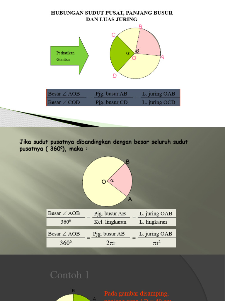Hubungan Sudut Pusat, Panjang Busur Dan Luas Juring | PDF