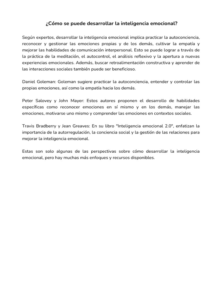 Desarrolla Tu Inteligencia Emocional Pdf Relaciones Personales