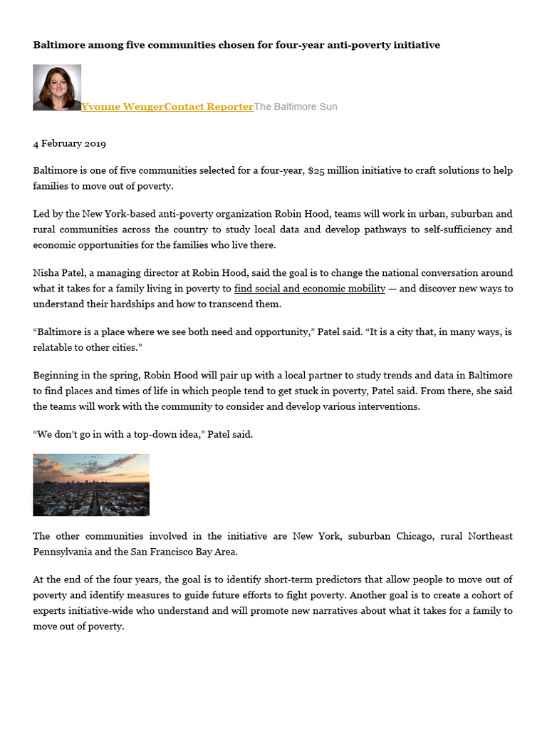 Wes - Moore - Baltimore Among Five Communities Chosen For Four | PDF ...