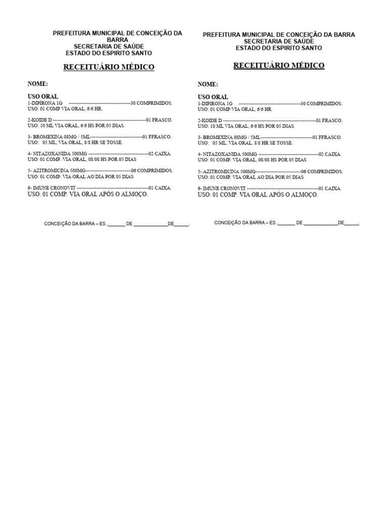 Receituário Comum - Sus | PDF | Ciências e Matemática | Tecnologia e ...
