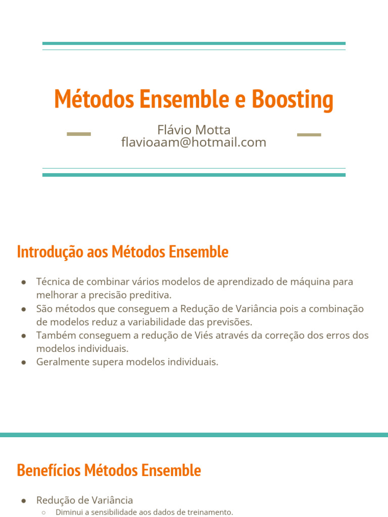 Aula 13 - Métodos Ensemble e Boosting | PDF | Aprendizado de máquina | Matemática aplicada