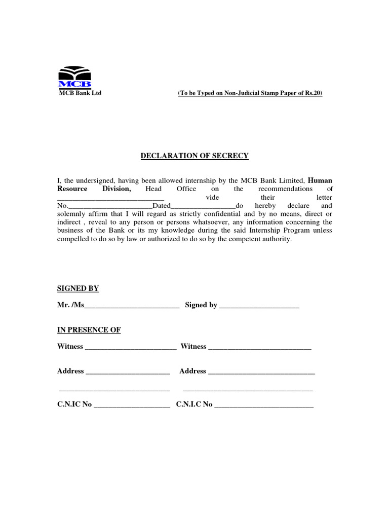 Declaration of Secrecy | PDF