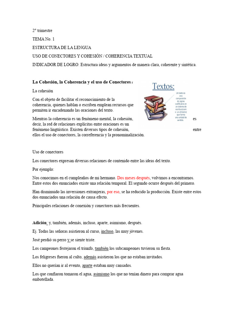Uso de Conectores en Textos Coherentes | PDF