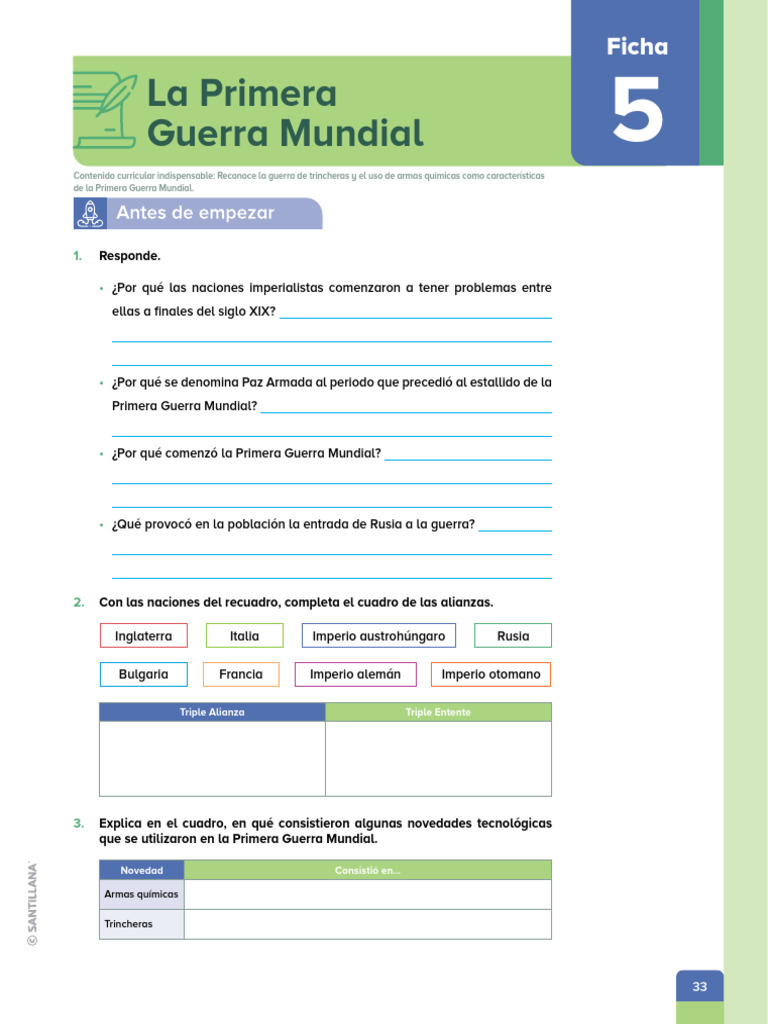 Causas y tecnologías de la Primera Guerra Mundial | PDF | Primera ...