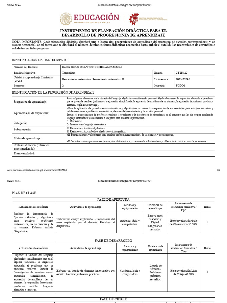 prog 2 pm2 | PDF | Evaluación | Aprendizaje