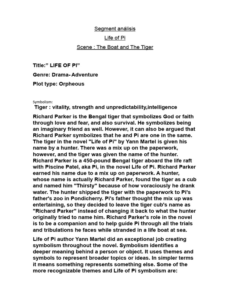 Life of Pi Summary | PDF