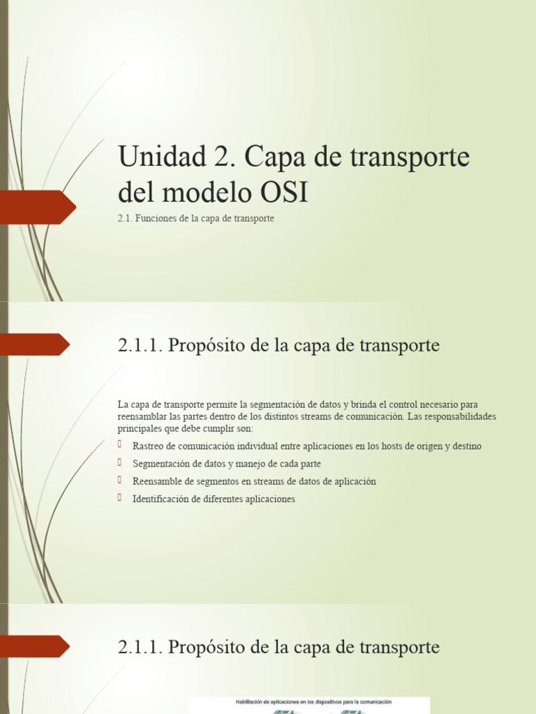 2.1. Funciones de La Capa de Transporte | PDF | Red de computadoras | Software de la aplicacion