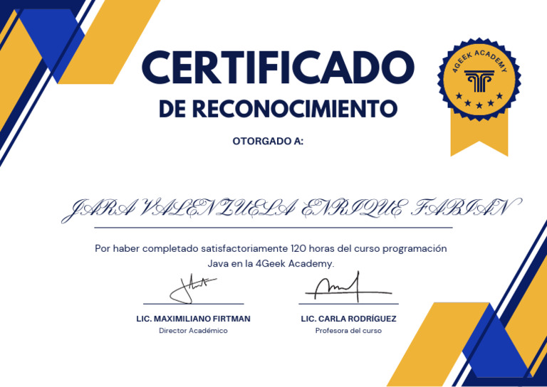 Certificado de Programación Java | PDF