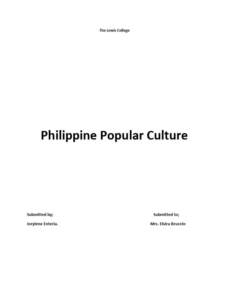 Philippine Popular Culture Assignment 1 | PDF | Sea | Textiles