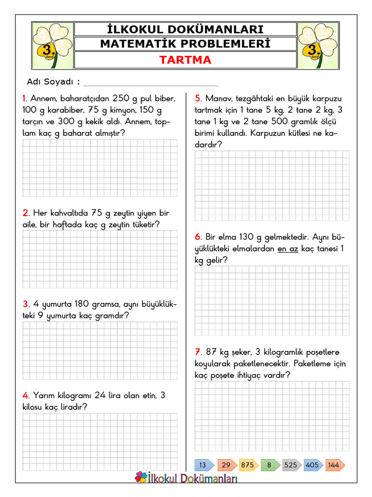 3 Sinif Tartma Problemleri | PDF
