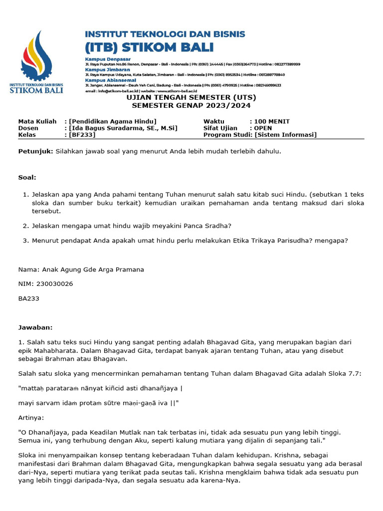 UTS 230030026 - Anak Agung Gde Arga Pramana - BA233 | PDF