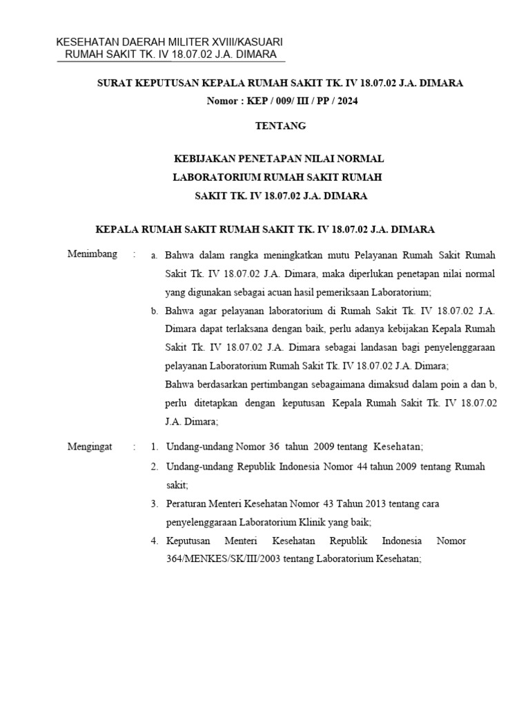 SK-Daftar Nilai Normal LAB | PDF